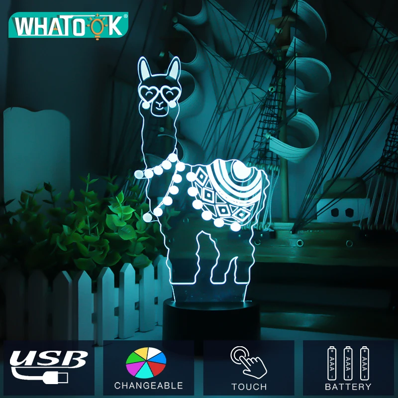 Alpaca-3D-Acrylic-Night-Lamps-llama-Cute-Animals-Sheep-Lamb-Lights ...