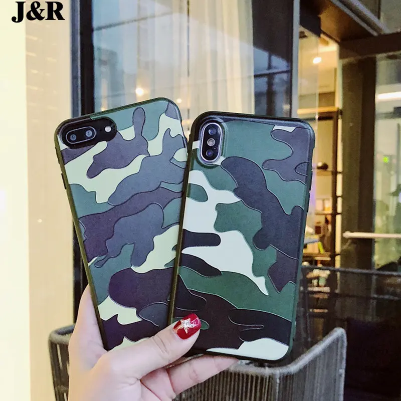 J&R Army Camo Camouflage Case For iPhone 6 6s 7 8 Plus Fashion Relief ...