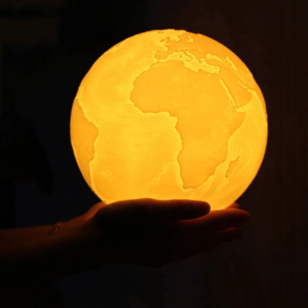 Night Light 3D Printed Earth Lamp LED Novelty Gift Light Dimmable USB ...