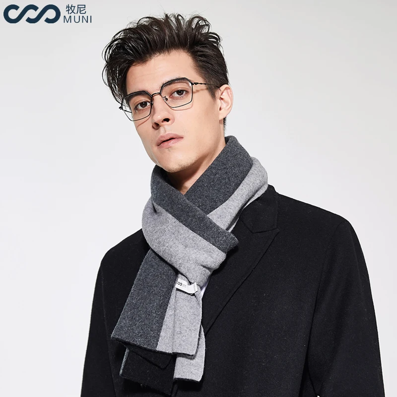 JIUMU 100% Wool Men Scarf Fashion Scarf Men Winter Patchwork Business ...