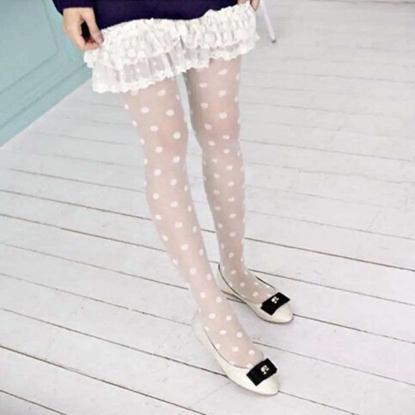 Women Chaussette Sexy Sheer Lace Dot Pantyhose Stockings Tights Dots
