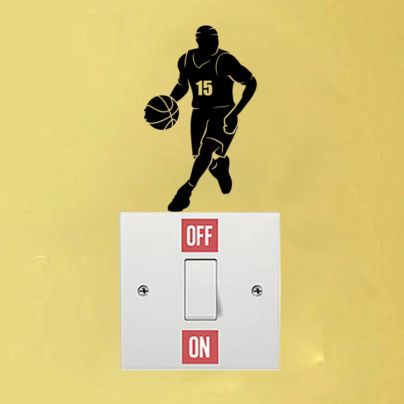 Basketball Player Dribbling Personality Vinyl Wall Switch Decals ...