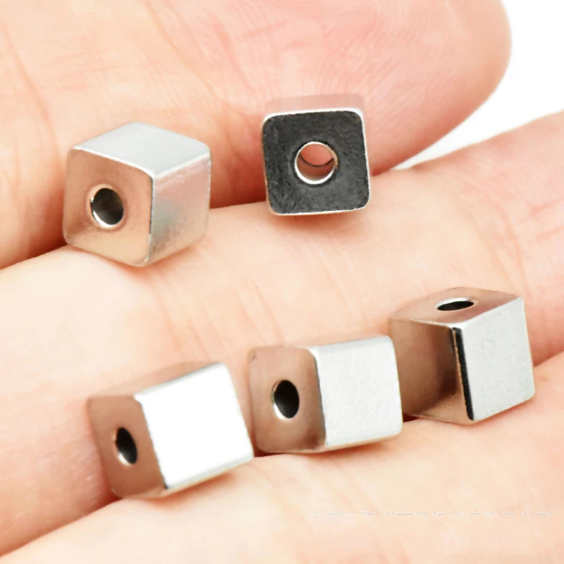 Aiovlo 50 шт./лот 3/4/5/6 мм Hole2mm Нержавеющая сталь кубические ...