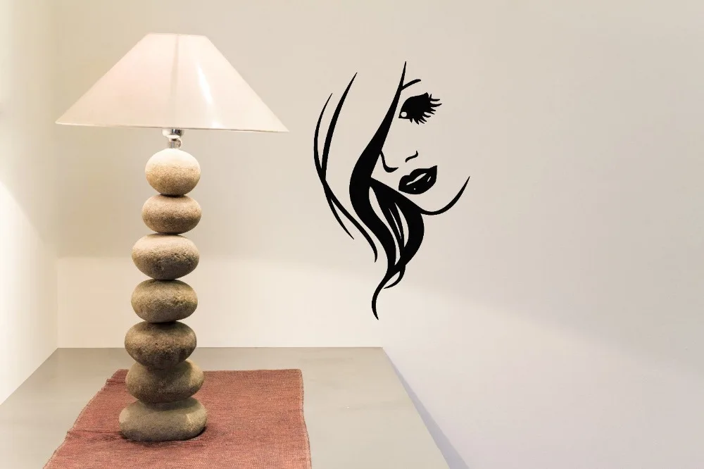 Wall Stickers Vinyl Decal Hot Sexy Girl Face Hair Beauty Salon Lips Wow