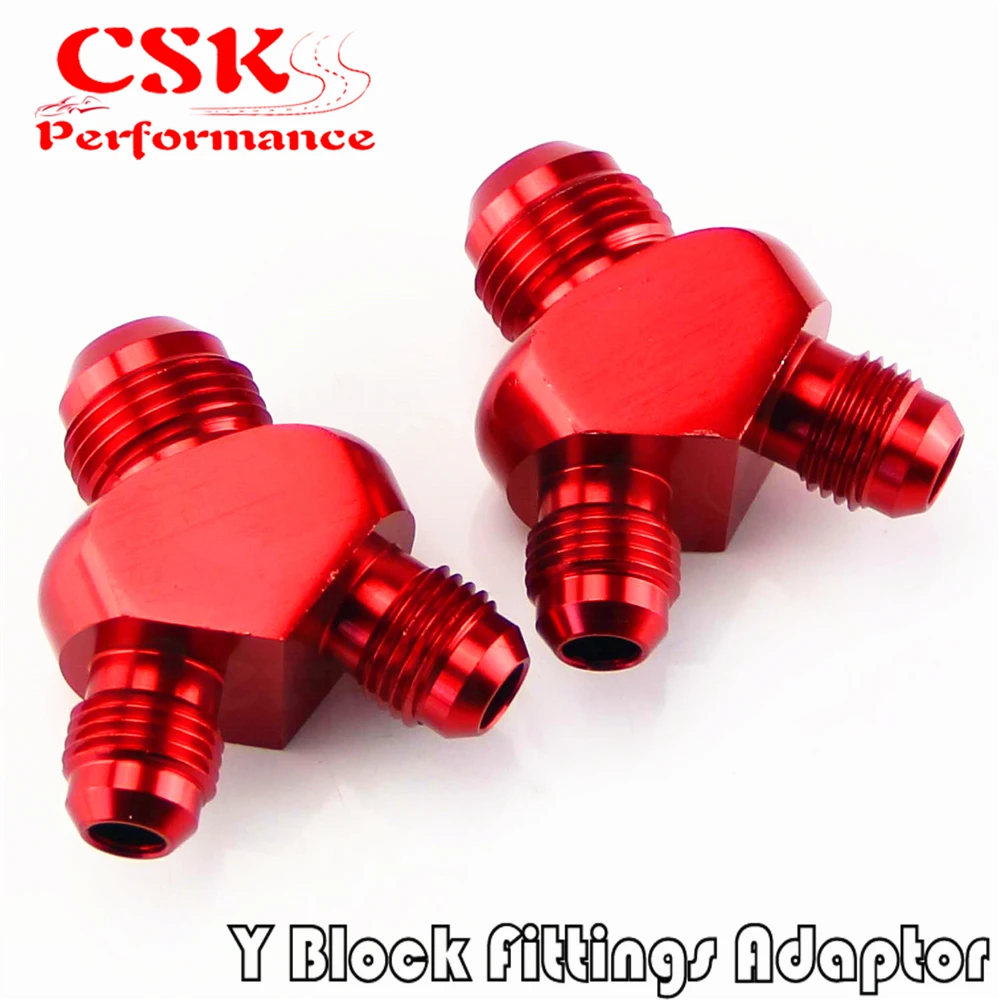 2pcs x AN6 AN 6 Inlet AN6 6AN Outlet Y Block Car Aluminum Fittings ...