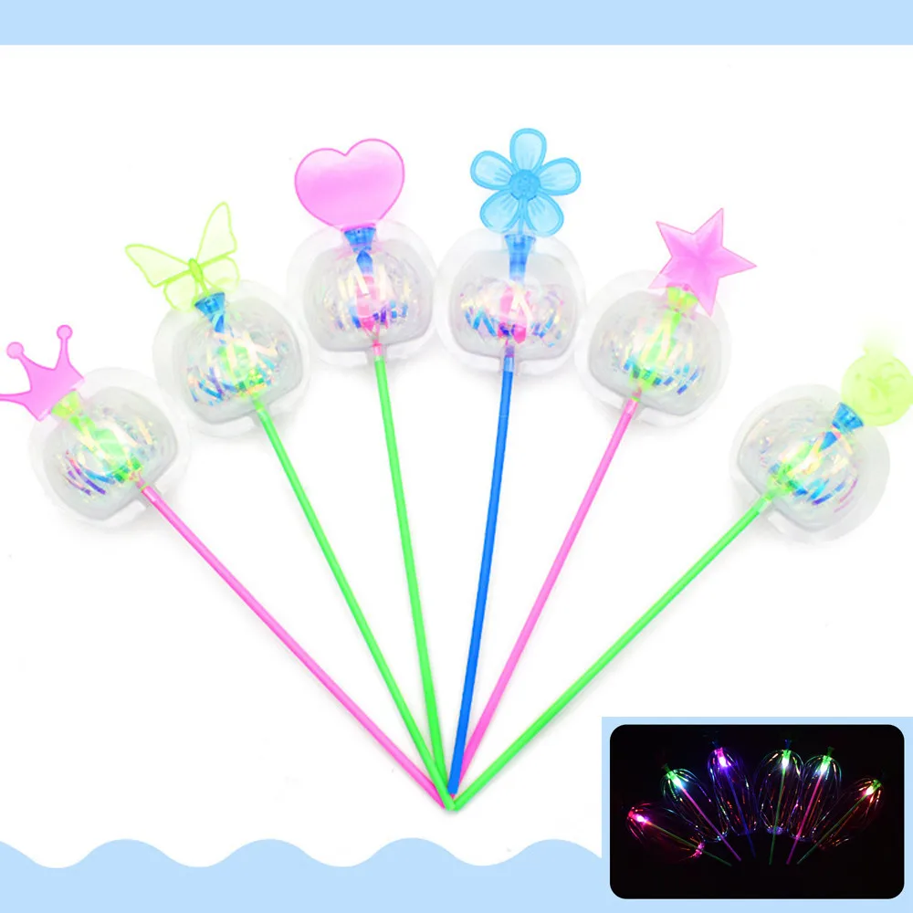 Education toys 8~13 Years Rainbow Magic Stick Wand LED Spinning Ribbon ...