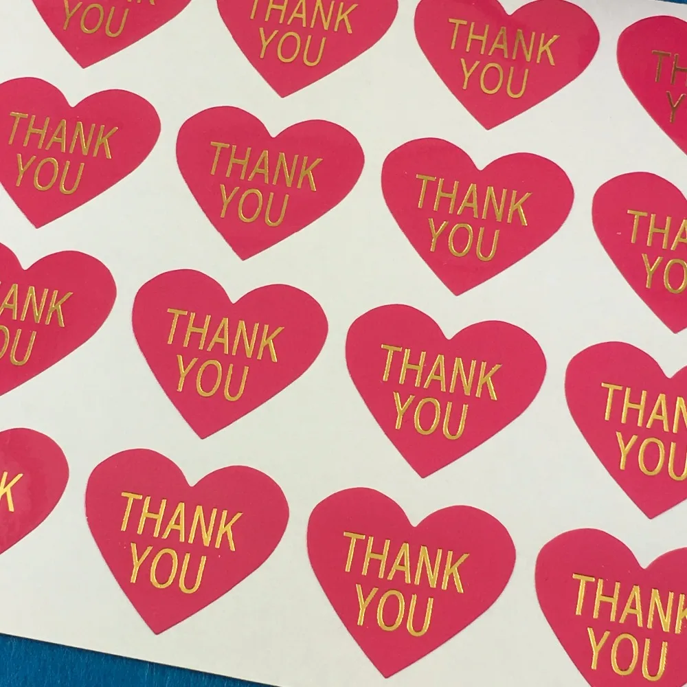 5000pcs Lot Rose Red Heart Shaped Thank You Stickers Labels