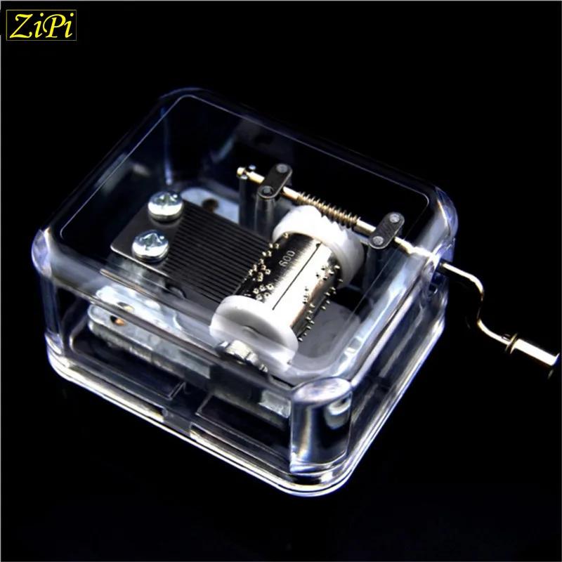 Zipi 18 Tones New Hand operated Type Silver Mini music box mini acrylic ...