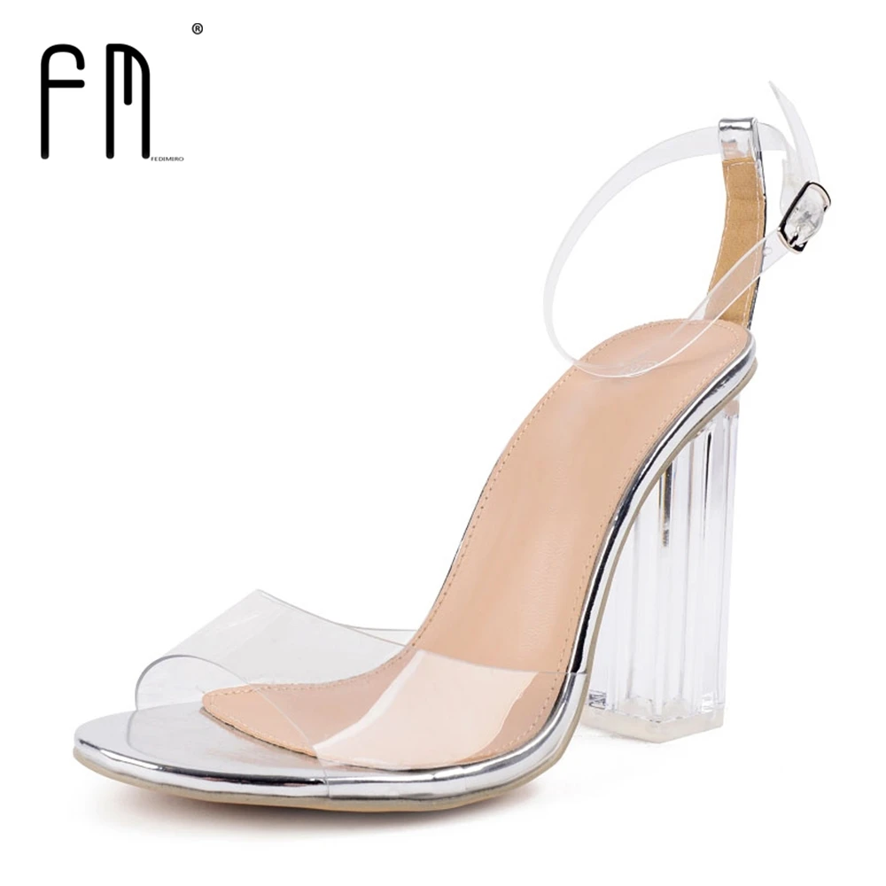 FEDIMIRO Transparent material Sexy High Heel Sandals Transparent heel ...