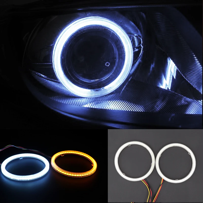 Niscarda 2x 80mm Driving White Turn Signal Yellow Led Angle Eyes Halo ...