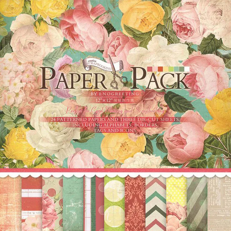 24 Sheets 305*305mm Handmade Craft Paper Craft Background Pad Beautiful ...
