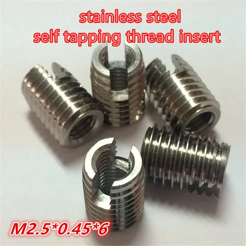 20pcs M2.5*0.45 Self Tapping Thread Inserts 302 Slotted Type Screw Bushing M2.5*0.45*6mm(L ...