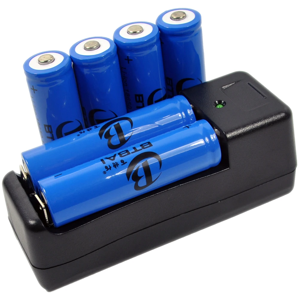 6PCS 18650 Battery+Charger AC Wall Universal Dual 3.7V Li ion ...