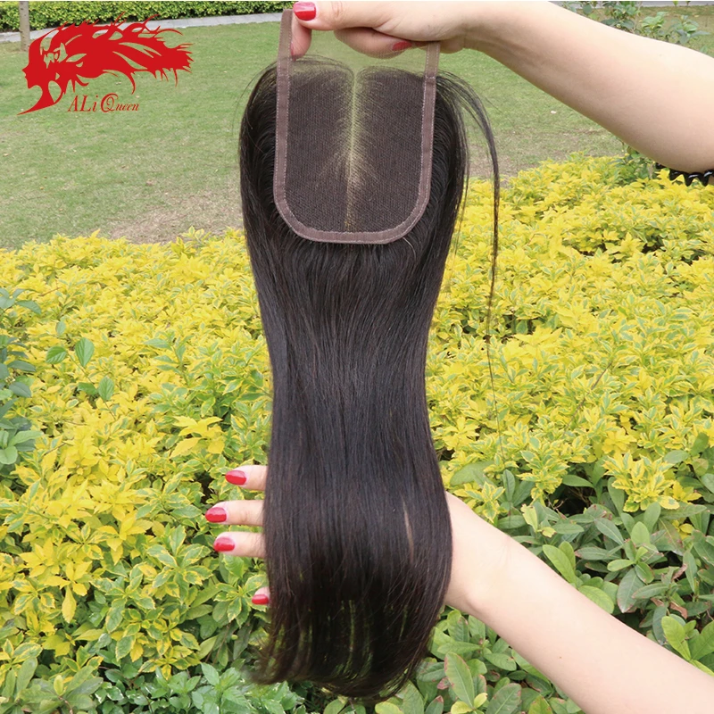 Brazilian Straight Lace Closure Bleached Knots 4x4 Natural Color 100% ...