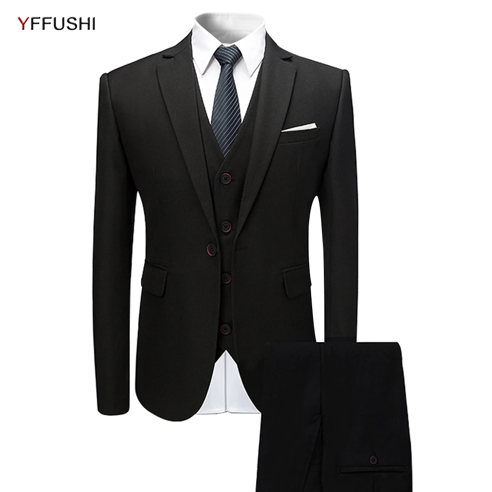 YFFUSHI Plus Size Ternos Homens de Negócios 3 peças Formais Smoking ...