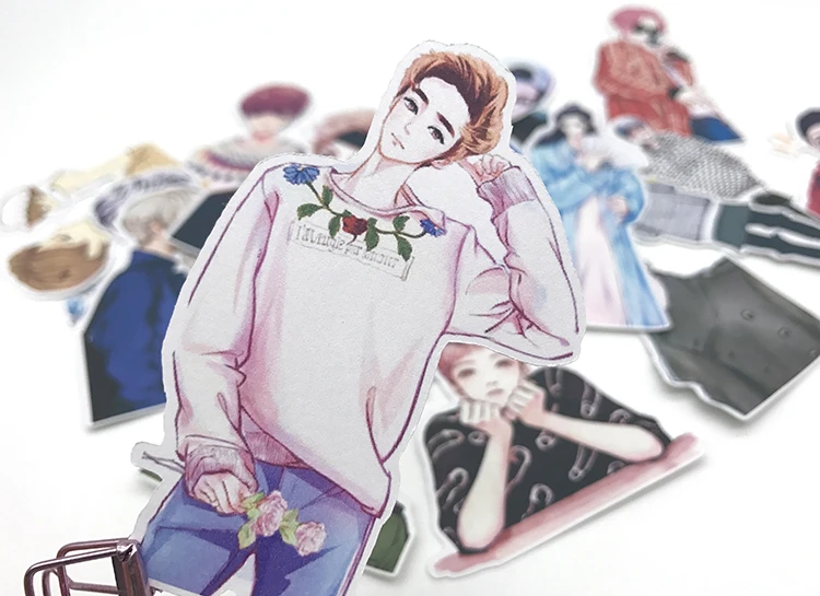 17pcs Creative cute kawaii self made boys Luhan hand painted star man ...