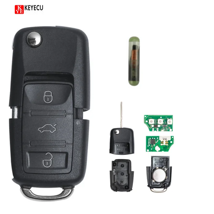 Keyecu New Brand Flip Complete Remote Car Key Fob 433mhz Id48 For Seat ...