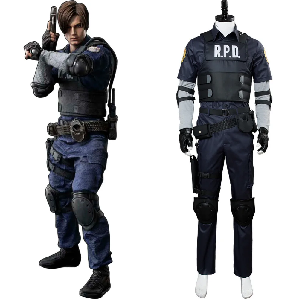 Resident Evil 2 Remake Leon Scott Kennedy Cosplay Costume Outfit Adult ...