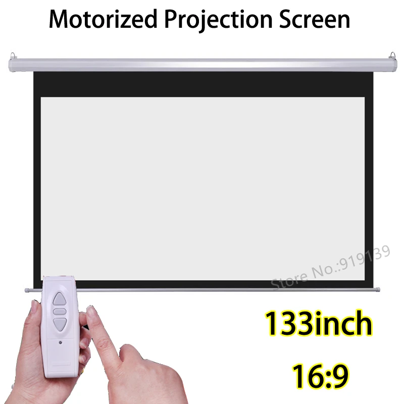 133 Inch 16:9 Motorized Screens Widescreen For HD Projector Electric 3D ...