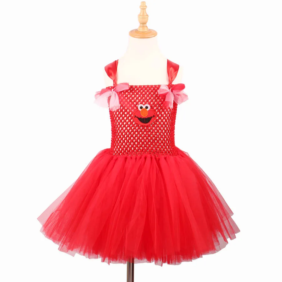 Handcrafted Elmo Inspired Girls Tutu Dress Pageant Bow Gown Cosplay ...