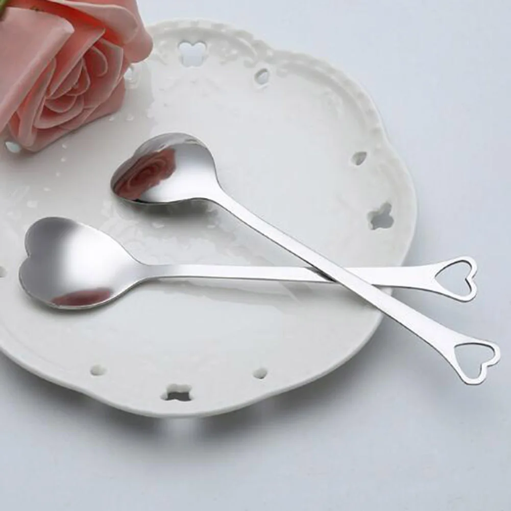 Heart shaped love couple spoon Creative stainless steel coffee stiring ...
