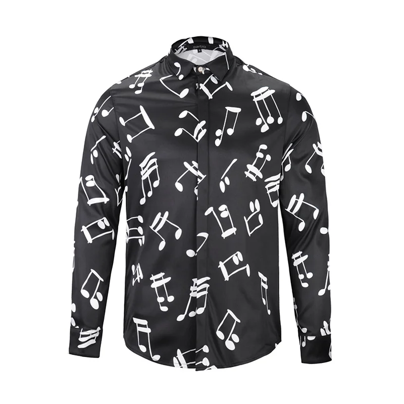 2017 Soft Casual Fashion 3D Print Shirts Long Sleeve Men Male Musical ...