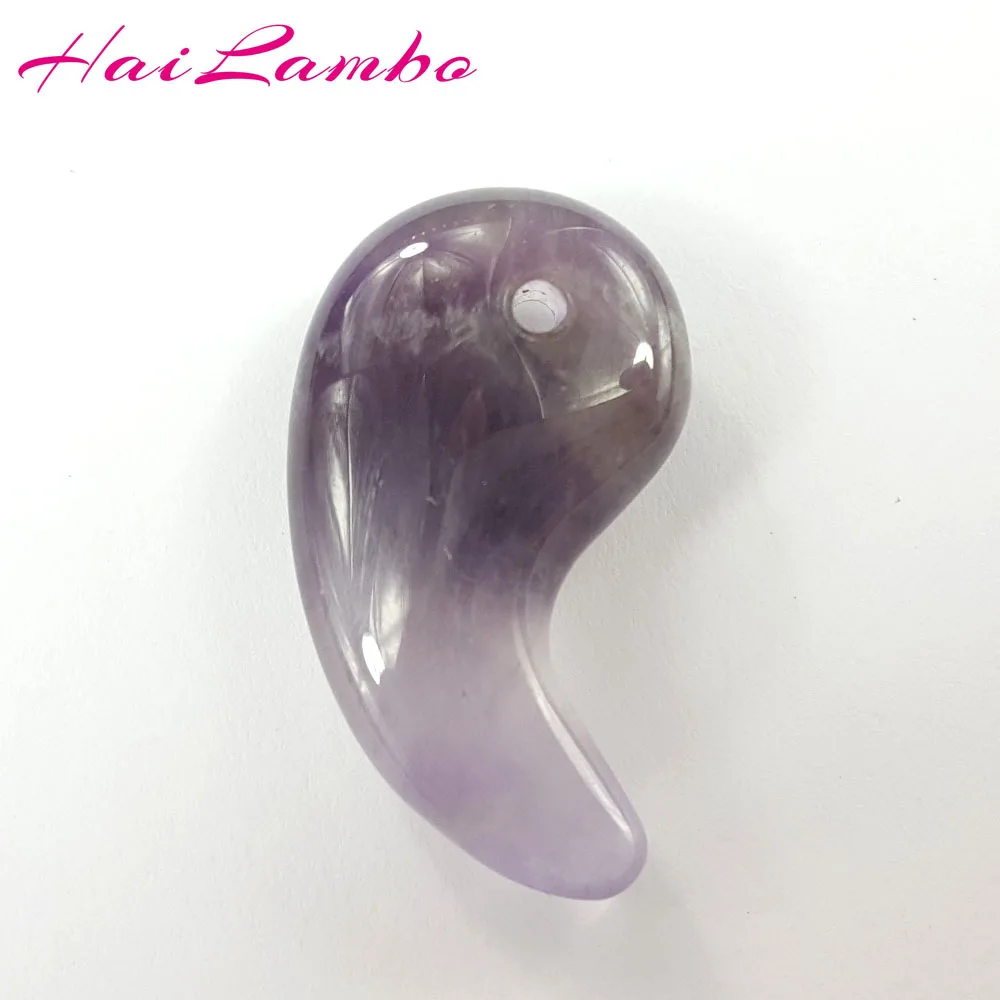 HaiLambo Handmade Amethysts Crystal Carved Magatama Pendant Comma Beads ...