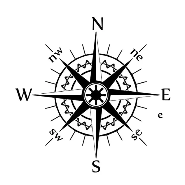 13.7cm*9.4cm NSWE Fashion Mountains Compass Rose Decal Nautical Compass ...