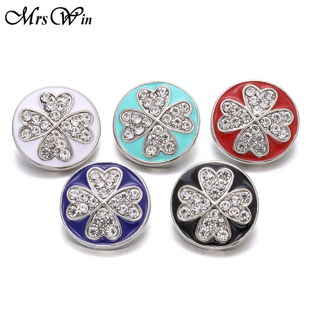 6pcs-lot-New-Snap-Jewelry-Crystal-Four-leaf-clover-18mm-20mm-Metal-Snap ...