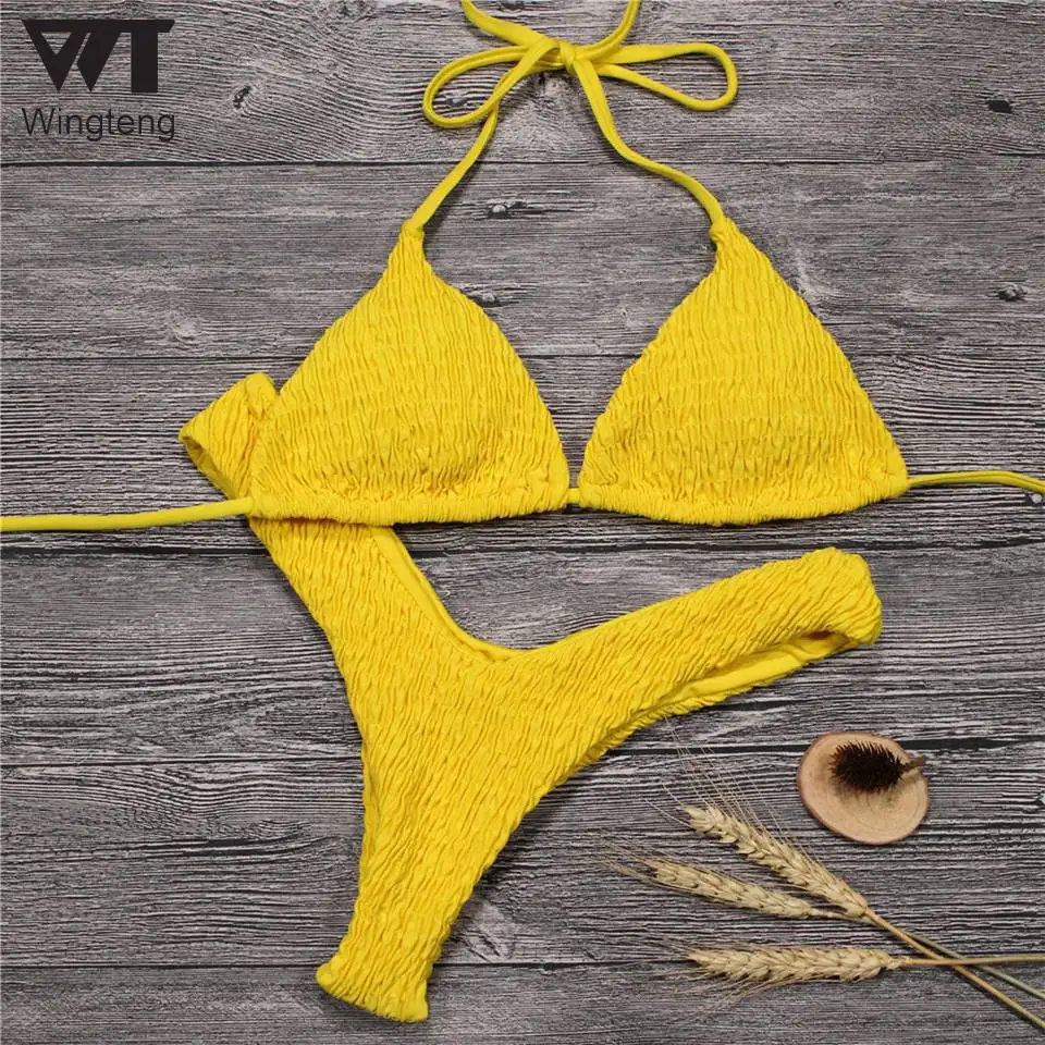 2018 Solid Brazilian Bikinis Bandage Swimwear Female Push Up Bikini Set