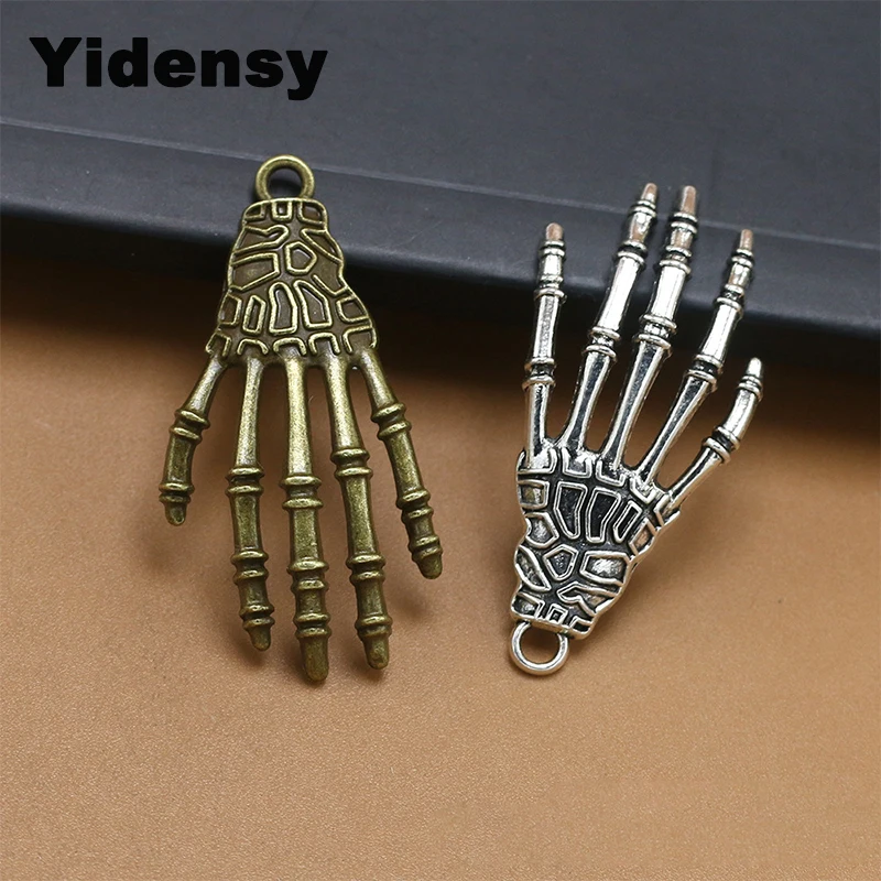 Yidensy 10pcs Vintage Carved Skeleton Hands Pendant 42*20mm Antique ...