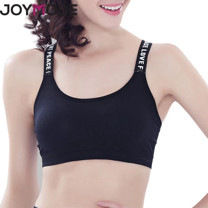 Joymode Elastic Straps Black Wicking Sports Bra Removable Pad Stretchable Seamless Running White