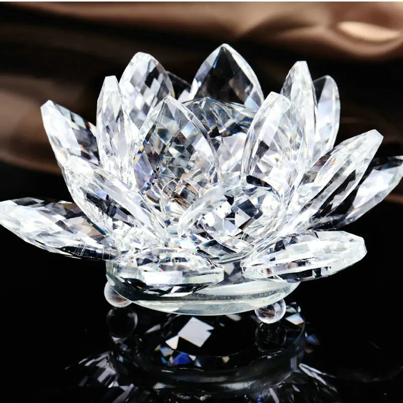 Clear Pure Holy 10cm Crystal Lotus Flower Quartz Glass Religious ...