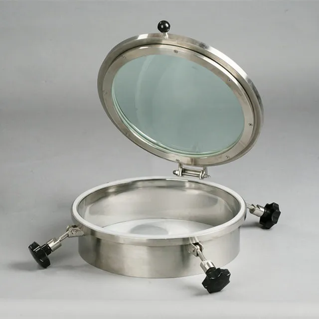 Heavy duty 350mm Full Glass Manway, Round Sight Glass Pressure Manhole ...