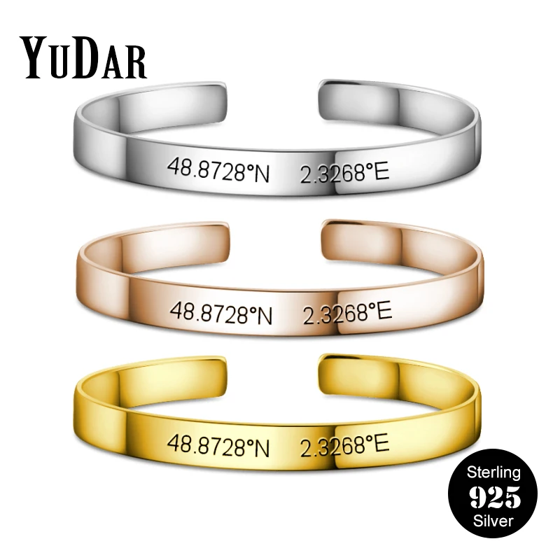 925 스털링 실버 개인 조각이 코디하기 팔찌 커프 925 실버 7.8 미리메터 넓은 사용자 정의 팔찌 선물 YDS 1107 R|bangle cuff|custom ...