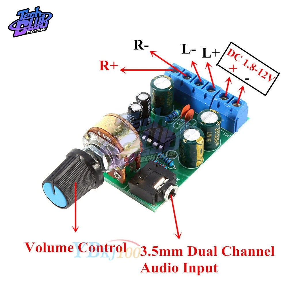 TDA2822 TDA2822M Amplifier Board DC 1.8V 12V 2.0 Channel Stereo Mini ...
