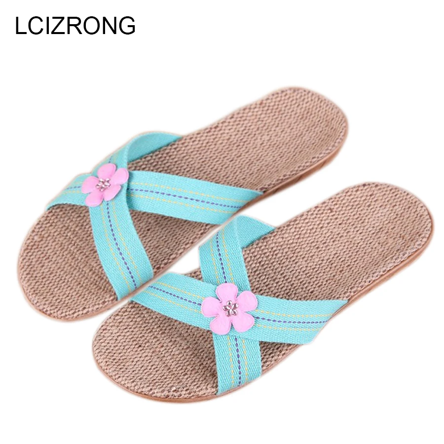 LCIZRONG Autumn Appliques Flax Home Slippers Women Fashion Boho Beach ...