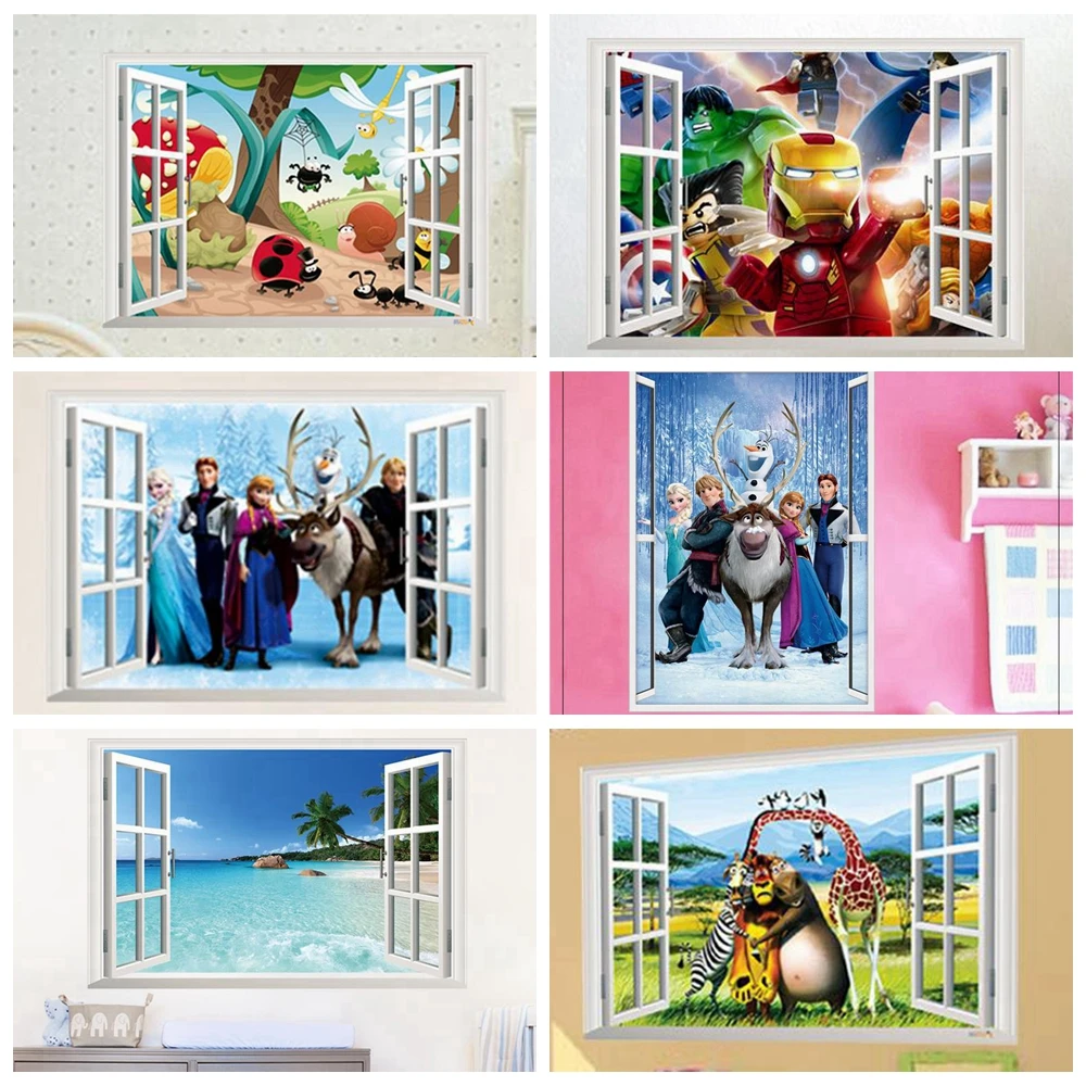 Sea Sandbeach Landscape 3D Window Wall Stickers For Kids Room Decor ...