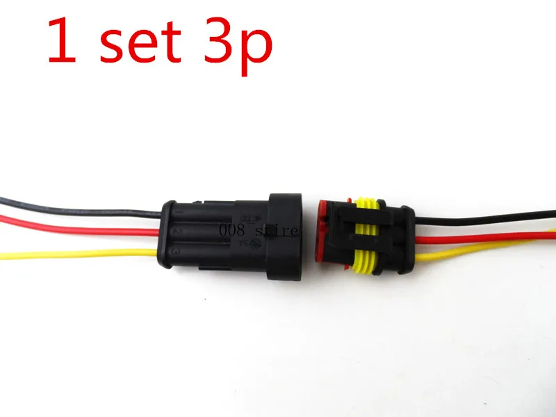 1set 3 Pin Way Sealed Waterproof Electrical Wire Connector Plug Set ...