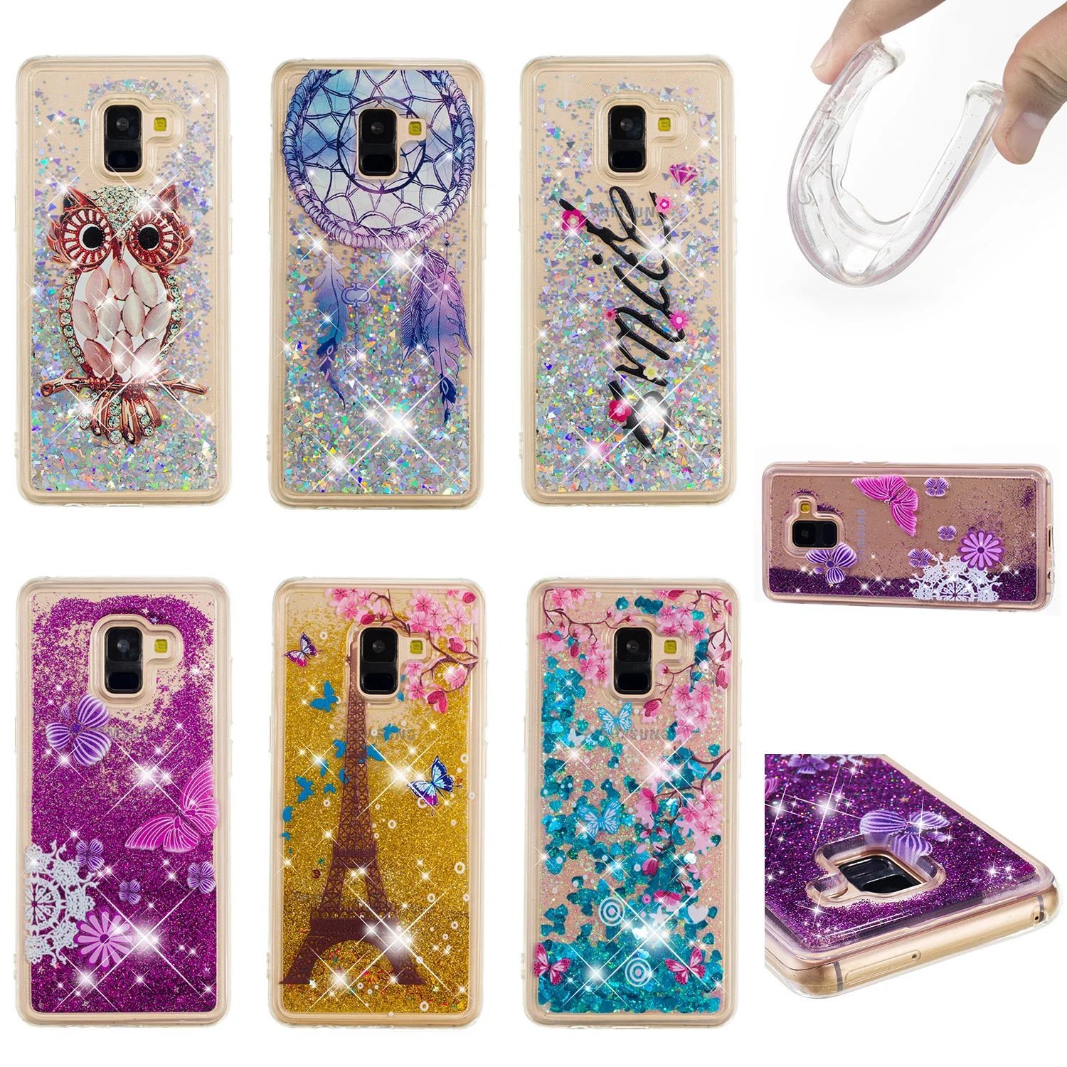 Glitter Bling Liquid Phone Case For Samsung Galaxy S9 S8 Plus S5 S7 S6 ...