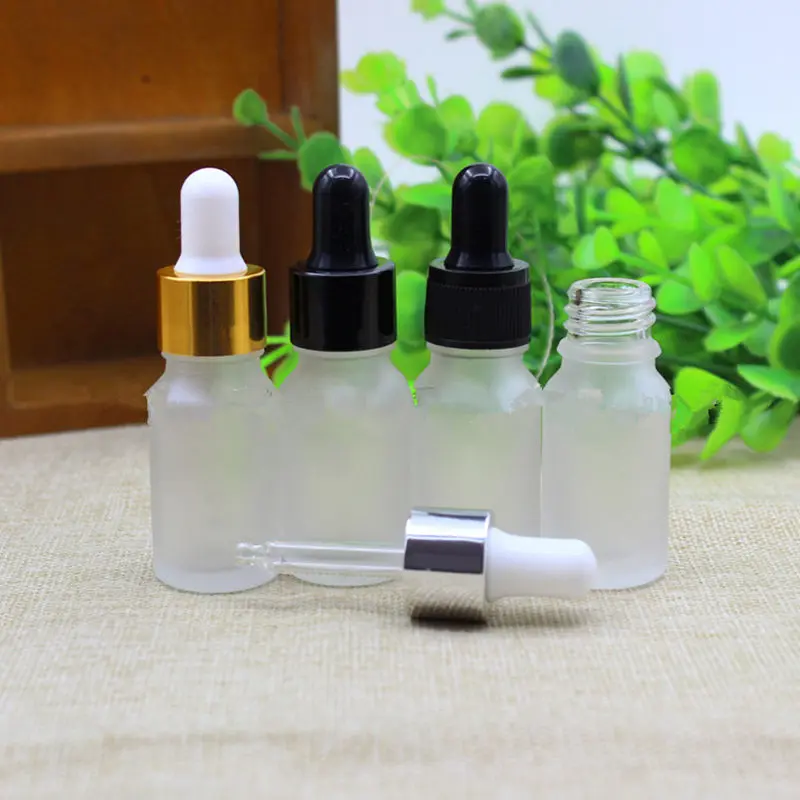 10ml Empty Frosted Glass Squeezable Dropper Bottles With Cap Eye Liquid