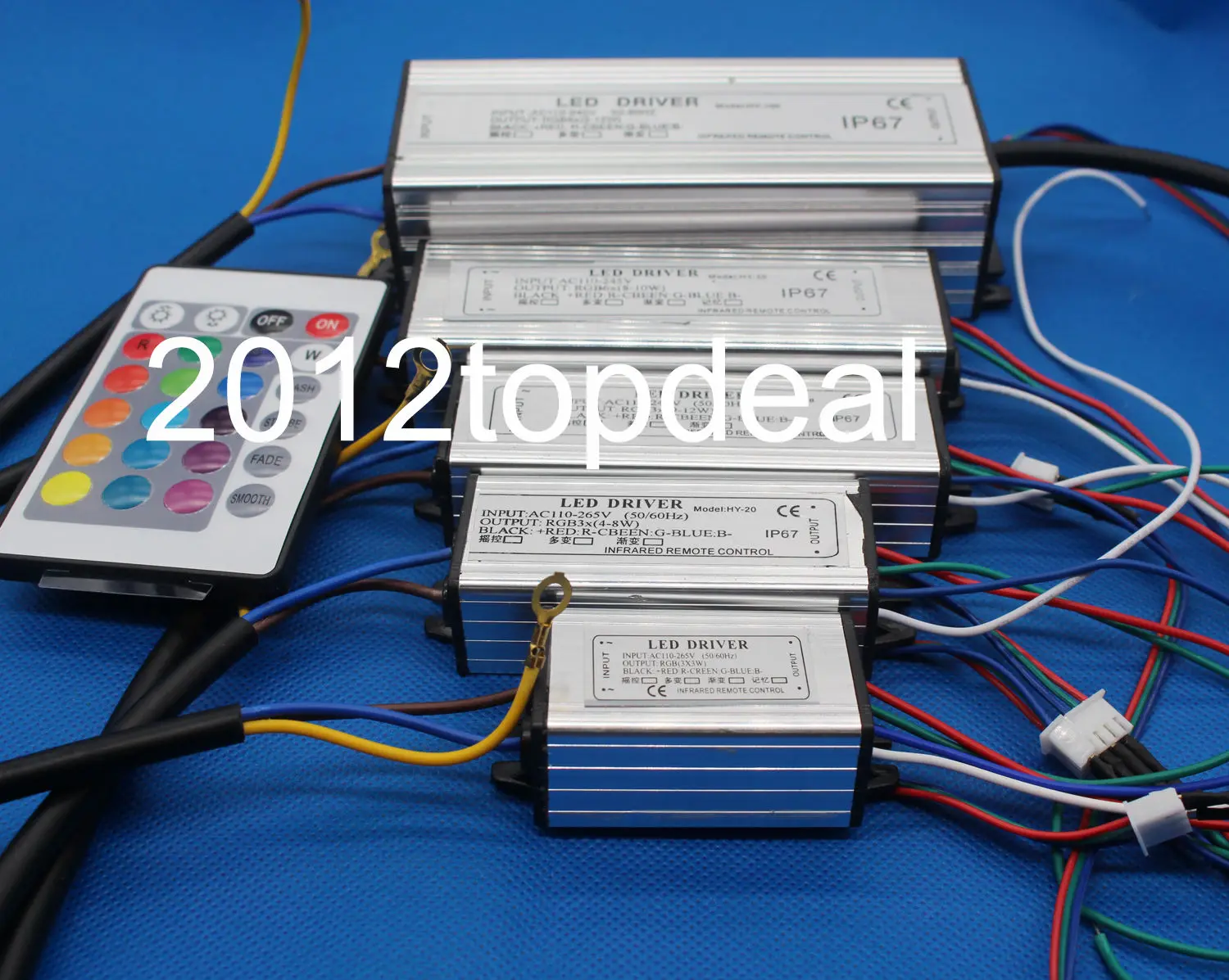 10W 20W 30W 50W 100W RGB LED Driver 24 Key Remote For RGB LED lamps ...