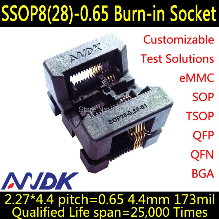 4.4mm 173mil SSOP8 test socket SSOP8 socket SSOP8(28) 0.65 01 OTS8(28 ...
