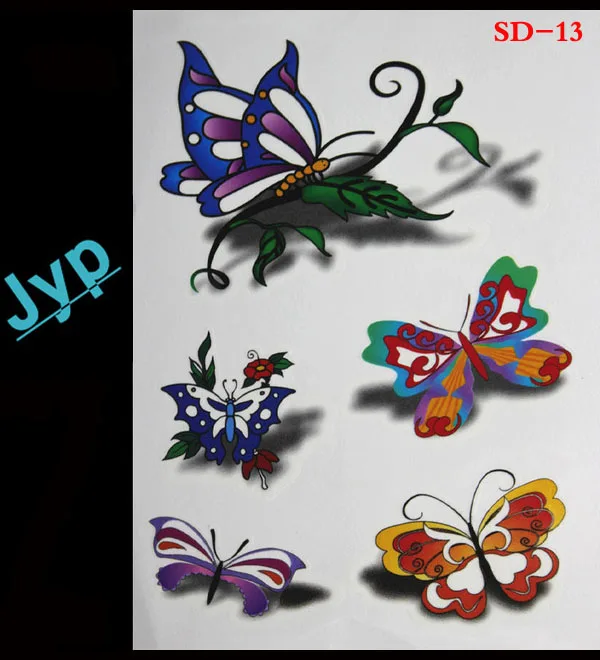 Sexy 3d Tattoo 5 Colorful Butterfly Pattern Women Sex Products
