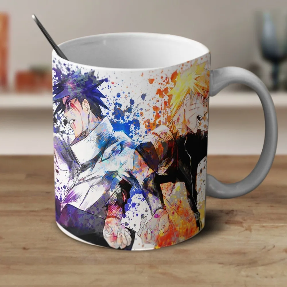 Naruto vs Sasuke Mug cup home decal milk beer cups procelain tea cup ...