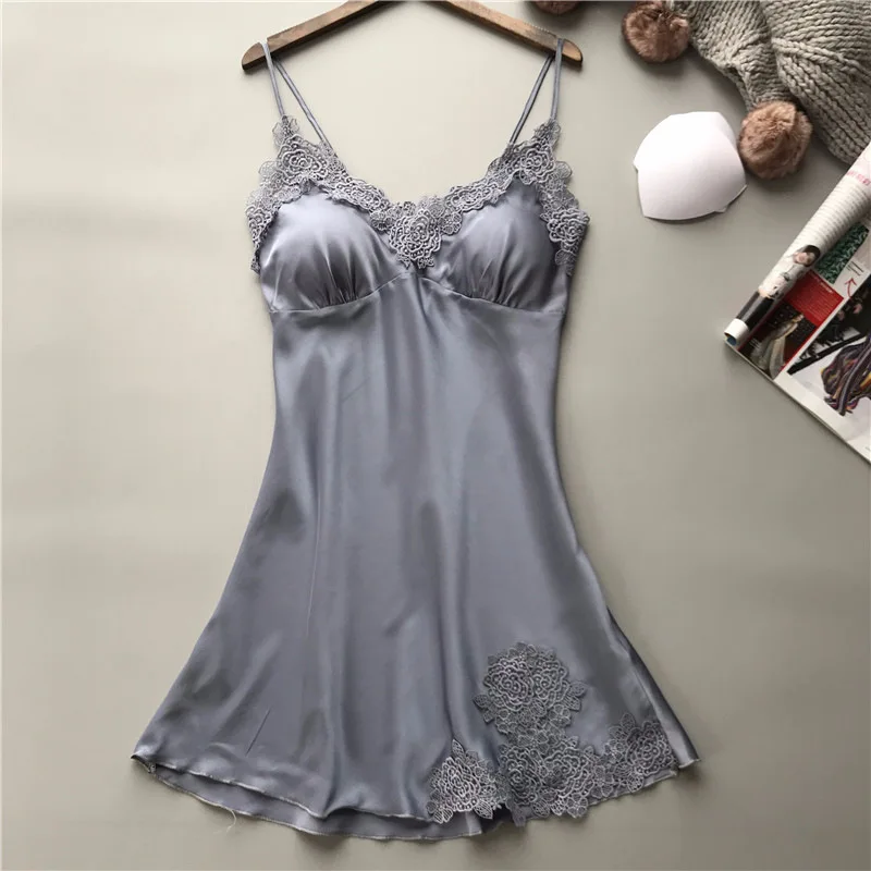 Nightgowns Lace Flower Sleeveless Sexy women's Padded Nightwear M L XL ...