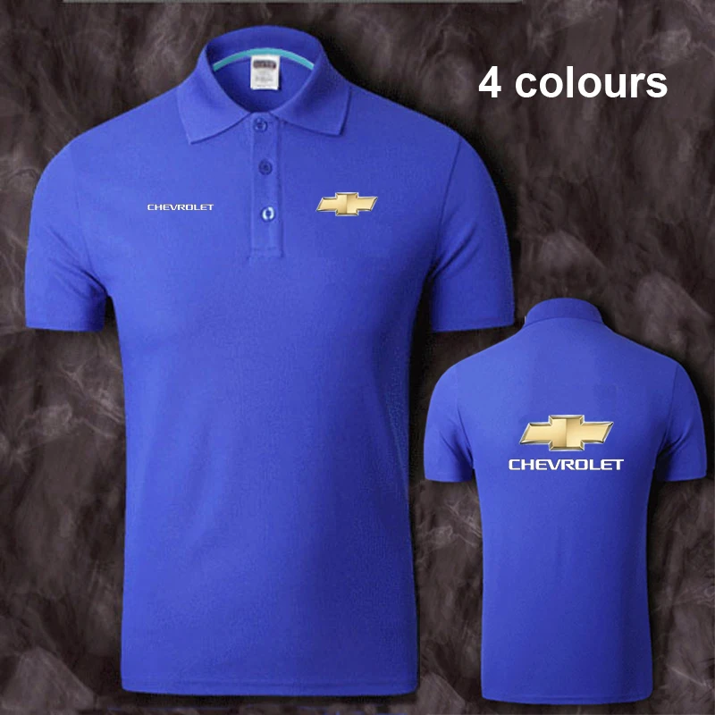 Cotton Chevrolet logo Polo Shirt Mens Short Sleeve Summer Casual Solid ...