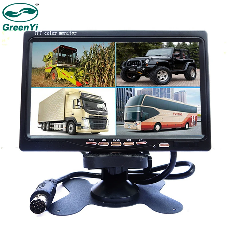 GreenYi CCTV DC 12V~24V 7" LCD Car Monitor With 4CH Video input ...