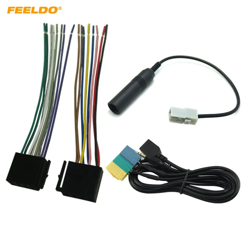 FEELDO 5set AUX/USB/Power Harness/Antenna Adapter Suite Set For Hyundai ...