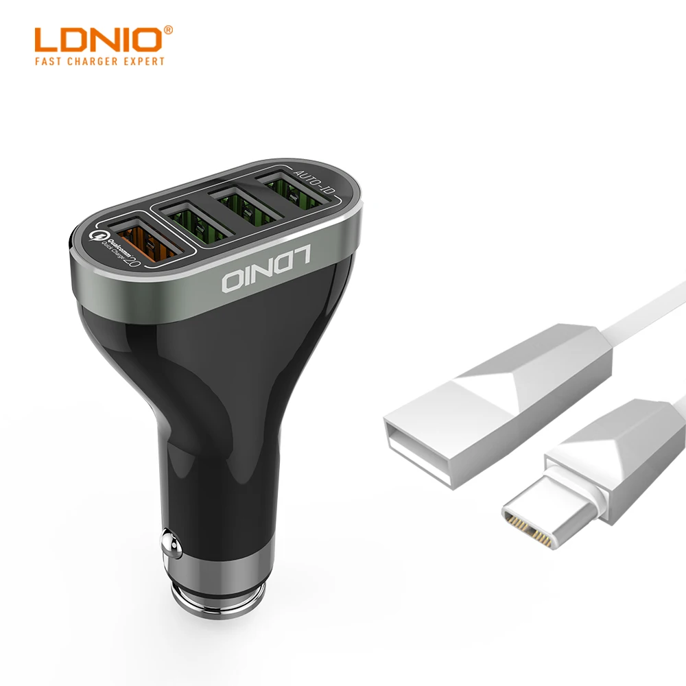 LDNIO C701Q Four USB Port Car Charger Adapter with One QC2.0 Quick ...